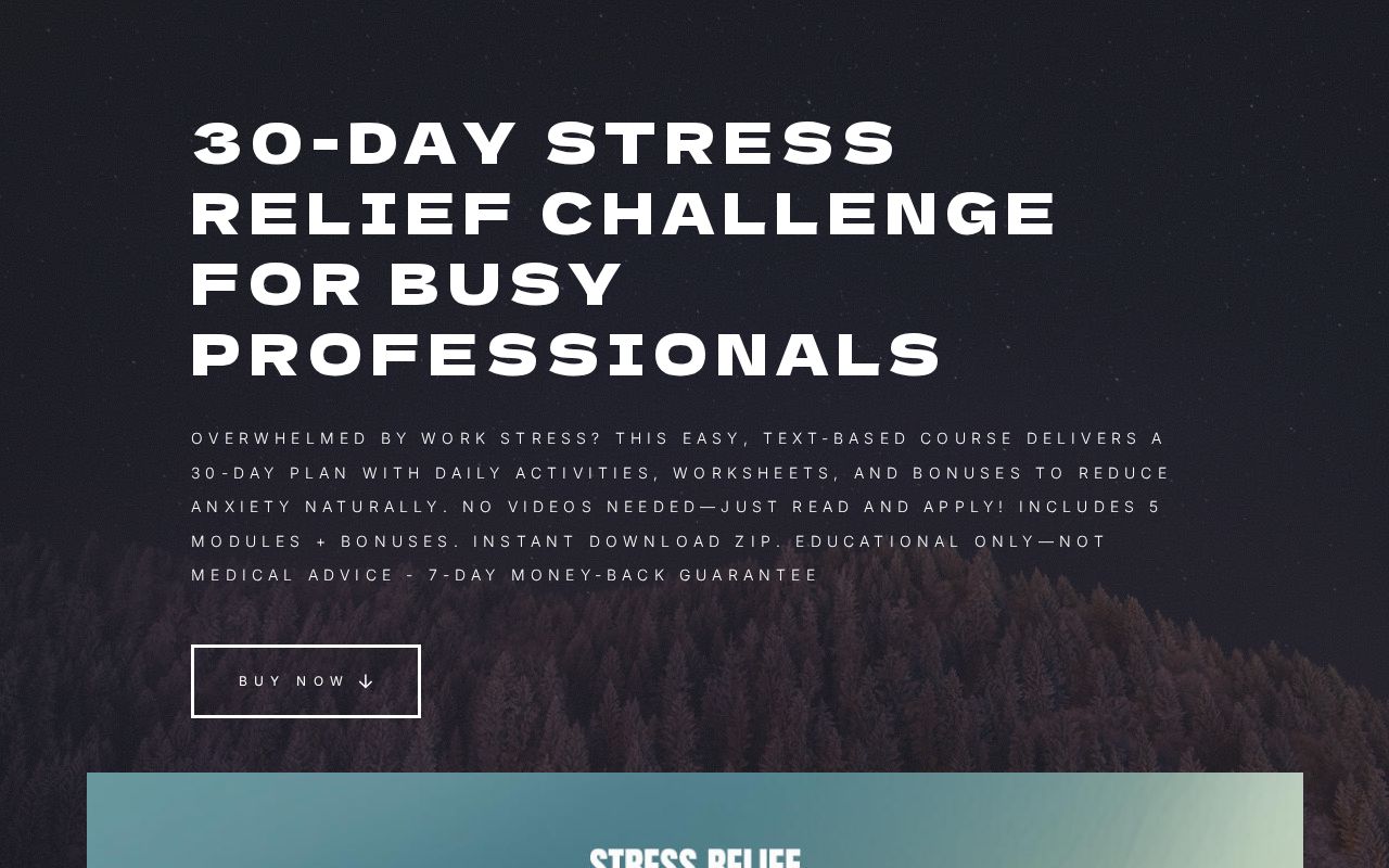 30-Day Stress Relief Challenge for Busy Professionals